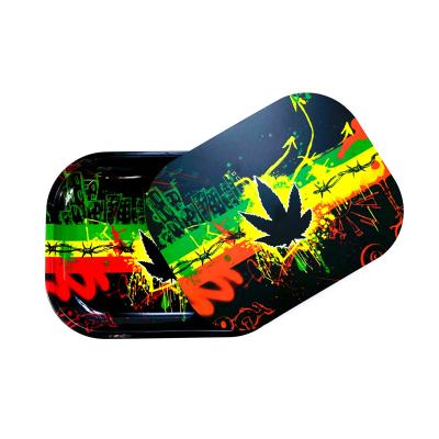 China Smoking Tray Factory serving OEM custom logo Metal Herb Trays Tobacco Weed Rolling Tray with magnetic lid for sale