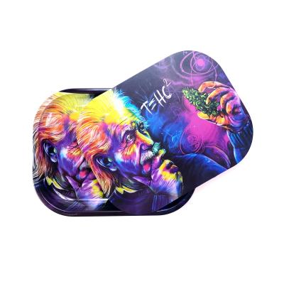 China Smoking Tray Factory serving OEM custom logo Metal Herb Trays Tobacco Weed Rolling Tray with magnetic lid for sale