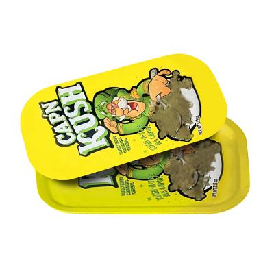 China A 18*14cm Custom Logo Smoke Metal Herb Trays Plain Weed Cigarette Tray Custom Rolling Tray with Magnetic Cover/Lid for sale