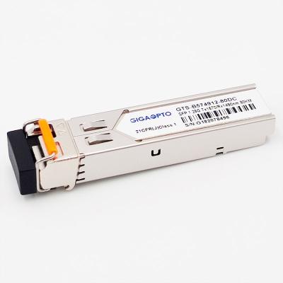 China 1000BASE-BX 1.25G BiDi SFP Transceiver Module TX1570nm/RX1490nm 80km LC SMF DOM Te koop