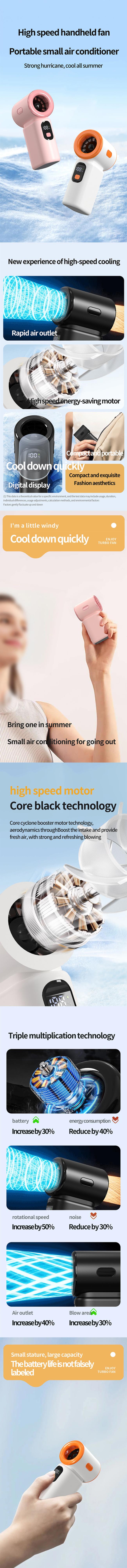 High-speed handheld cooling fan with humidifier