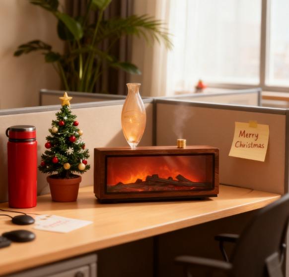 Quality Christmas Wood Flame Aroma Diffuser with 0.5L Capacity USB Powered for sale