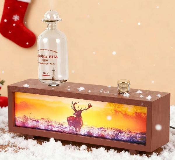 Quality Northern Europe Vintage Aroma Diffuser Real Wood Christmas Usb Flame Humidifier for sale