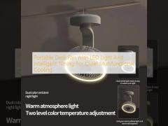 Portable Desk Fan With LED Light And Intelligent Timing For Quiet Multifunctional Cooling