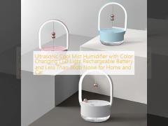 Ultrasonic Cool Mist Humidifier with Color Changing LED Light Rechargeable Battery and Less Than 36db Noise for Home and Car