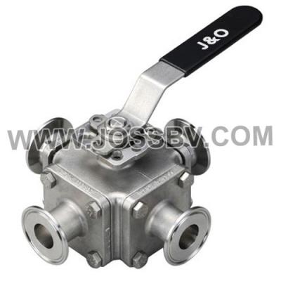 China Four-way Sanitary T-Clamp Direct Mount Ball Valve for sale