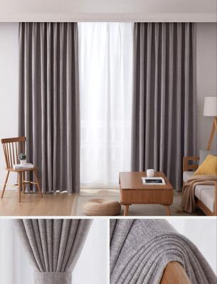 Cina Tela Grey Tenda oscurante a doppio strato leggero Ring Style semplice del velluto in vendita