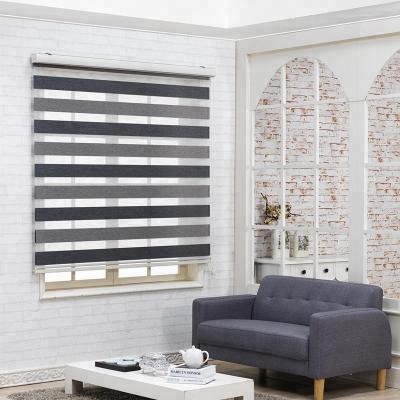 China Capa doble eléctrica de las persianas de ventana del rodillo transparente con el material del poliéster en venta