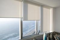 China Beige 100% Polyester Foam Coated Roller Window Blinds For Offices for sale