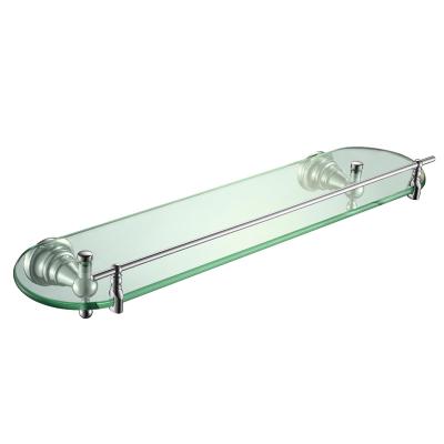 China Chrome Finish Glass Bathroom Shower Caddy Shelf Single Tier Cosmetic Storage Holder New for sale