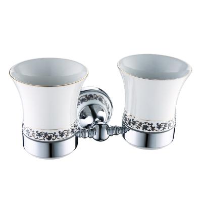 China All copper all-copper dual cup holder Toilet Bathroom Activities toothbrush mouthwash double cup holder towel bar for sale