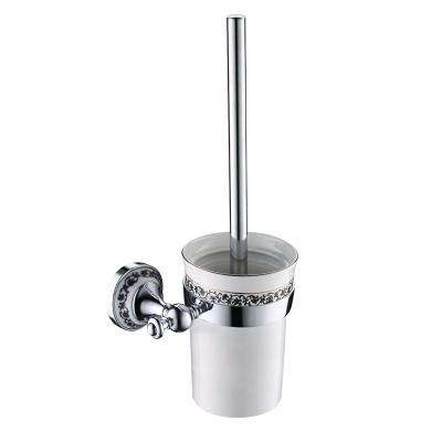 China High quality Luxury Antique bronze finish toilet brush holder with ceramic cup household products bath decoration HJ-180 for sale