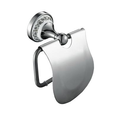 China New Wall Mounted Bathroom Antique Brass carving Toilet Paper Holder With Cover for sale