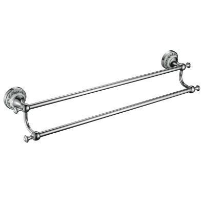 China Wall Mounted Bathroom Accessories Crystal Double Towel Bar chrome/Towel Holder Bathroom hardware 6302 for sale