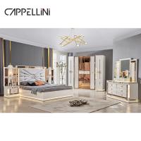 China Luxo Real Moderno Madeira Quadro Duplo King Size Cama Cabeceira de Couro Casa Clássica Rainha Madeira Full Bedroom Mobiliário à venda
