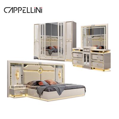 China Luxe houten frame king size lederen slaapkamer sets dubbele huis koningin hout modern full bedroom meubels set Te koop