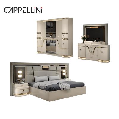 Cina Set letto in pelle King Size contemporaneo Doppia Regina Reale Luxury Moderno In Legno Mdf Set camera da letto completa Arredamento in vendita