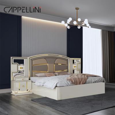 China Preço por atacado King Size Cama Dupla de Couro Suíte Master Room Casa Branca Full Wooden Mdf Luxury Set de Mobiliário de Quarto à venda