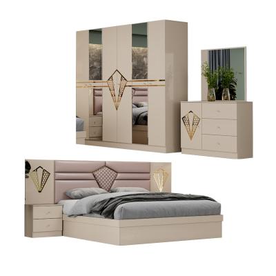 China Goedkoop Hoogwaardig Meesterkamer Houten raam Dubbelbed Set Huis Modern Luxe Compleet Houten King Size Bedroom Sets Meubelen Te koop