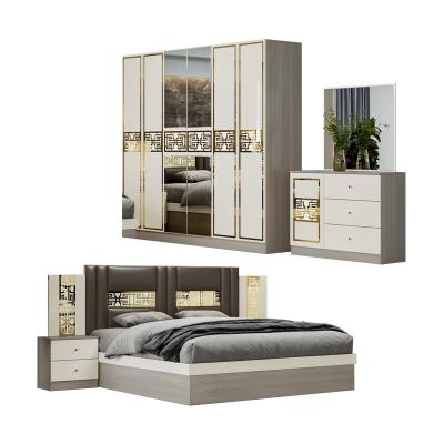 China Hedendaagse eenvoudige houten frame king size bed master room compleet dubbele woning luxe moderne slaapkamermeubelset Te koop