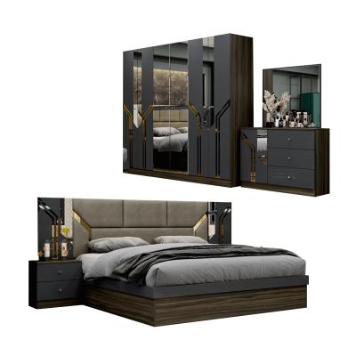 China Groothandel Goedkoop Luxe Houten Frame Double King Size Bed Set Modern Home Turkse Houten MDF Volledige slaapkamer sets Meubelen Te koop