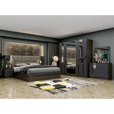 中国 卸売 安い 高級 木製 枠 ダブル キングサイズ ベッド セット モダン ホーム トルコ 木製 MDF フル ベッドルーム セット 家具 販売のため