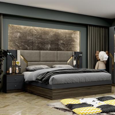 China Groothandel Goedkoop Luxe Houten Frame Double King Size Bed Set Modern Home Turkse Houten MDF Volledige slaapkamer sets Meubelen Te koop
