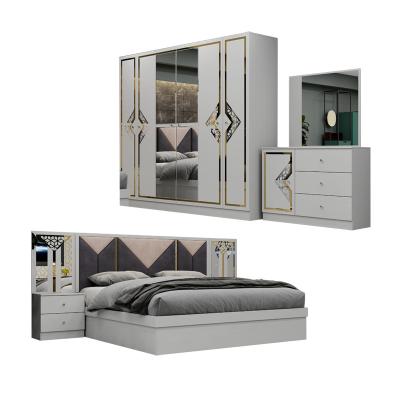 China Hoogwaardig houten frame Modern King Size Dubbel Bed Home Suite Queen Full Luxury Turkse Houten Slaapkamer Meubels Set Te koop