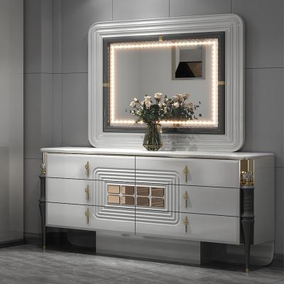 China Hoogwaardig modern dubbel houten frame king size bed Hout verlicht hoofdbord Meesterkamer Luxe Volledige slaapkamer meubelset Te koop