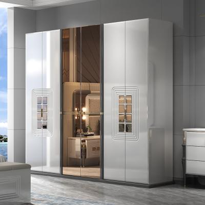 China Hoogwaardig modern dubbel houten frame king size bed Hout verlicht hoofdbord Meesterkamer Luxe Volledige slaapkamer meubelset Te koop