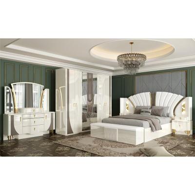 China OEM Großhandel Weiß Royal Luxus Doppelbett King Size Meisterzimmer Modernes Zuhause Holzrahmen Vollzimmermöbel Set zu verkaufen