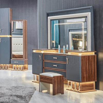 China Hoogwaardige moderne houten king size dubbelbed set lederen hoofdplank hout luxe huismeubelen slaapkamer sets Te koop
