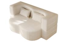 Quality Beige Linen Peanut Compression Sofa Bed Furniture Skin Friendly for sale