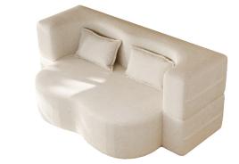 Quality Beige Linen Peanut Compression Sofa Bed Furniture Skin Friendly for sale
