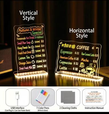 China Vertical Desktop USB Plastic Light Fluorescent Luminous Board Small Medium Sized For Stall for sale