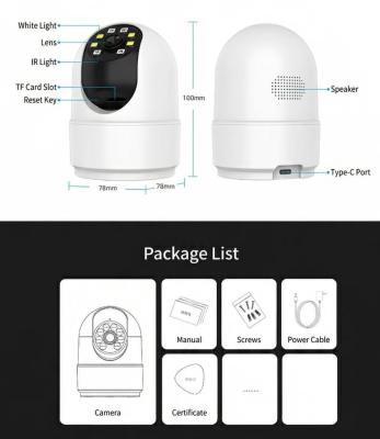 China Compact WiFi Dome CCTV Driveway Security Camera Dual Screen Anti Interference for sale