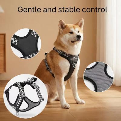 China Polyester Mesh Checkerboard Pet Harness Leash Dog Halters For Small Dogs Cats for sale
