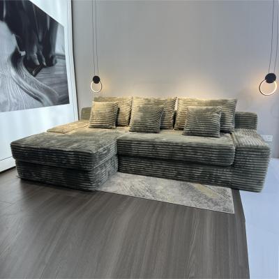 China Washable Pull Out Sectional Couch Bed Corduroy Fabric For Apartment for sale