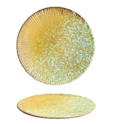 China Striped Flat Ceramic Dessert Plates 4 Inch 6 Inch 12 Inch For Dinner for sale