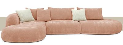 China Pink Wide Wale Corduroy Sectional Couch Sofa For Hotel Lobbies for sale