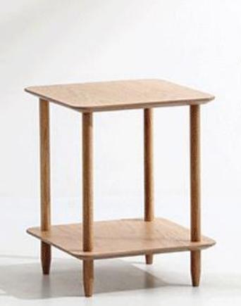 Quality Duble Layer Square Wooden Lamp Side Table Furniture Light Brown For Bedroom for sale