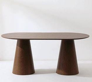 China Brown Ellipse Oval Wood Dining Table Furniture Thick Legged For Reception Space for sale