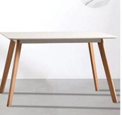 China Scandinavian White MDF Board Dining Table For Kitchen Dining Room Wooden Leg for sale