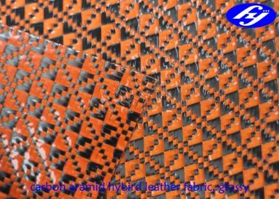 Cina Ibrido lucido del Kevlar del carbonio del poliuretano del tessuto arancio del cuoio per le attrezzature di sport in vendita