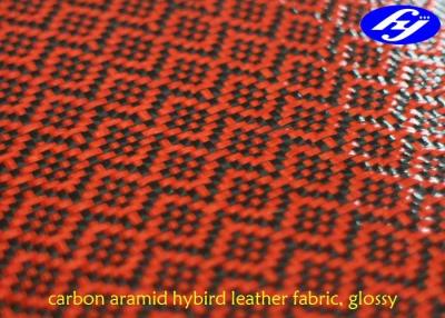 Cina Spessore ibrido rosso lucido del tessuto del cuoio del poliuretano/del tessuto 0.63MM Kevlar del carbonio in vendita