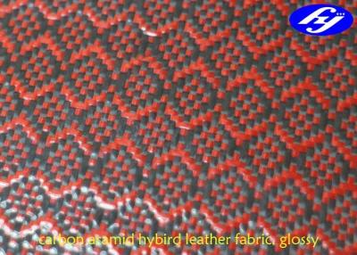 Cina Spessore ibrido rosso lucido del tessuto del cuoio del poliuretano/del tessuto 0.63MM Kevlar del carbonio in vendita