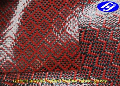 Cina Spessore ibrido rosso lucido del tessuto del cuoio del poliuretano/del tessuto 0.63MM Kevlar del carbonio in vendita