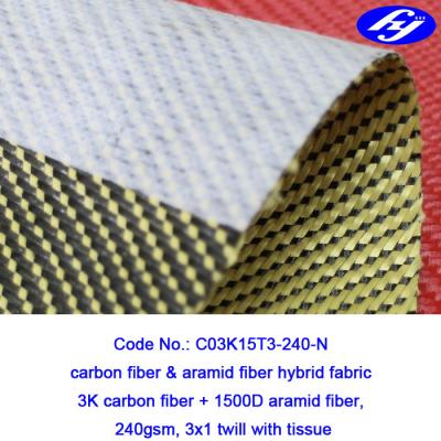 Cina tessuto 240GSM della fibra di Aramid della saia 3x1 con anti rivestimento di dispersione in vendita