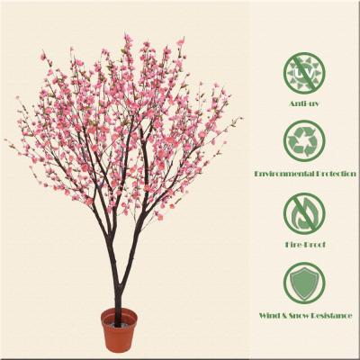 China 180cm Potted Cherry Blossom Tree Decoration Plant Artificial Flower Bonsai for sale