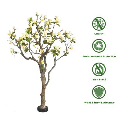 China 180cm Artificial Magnolia Tree Green And Yellow Mixed Spring Vibe For Shopping Mall for sale